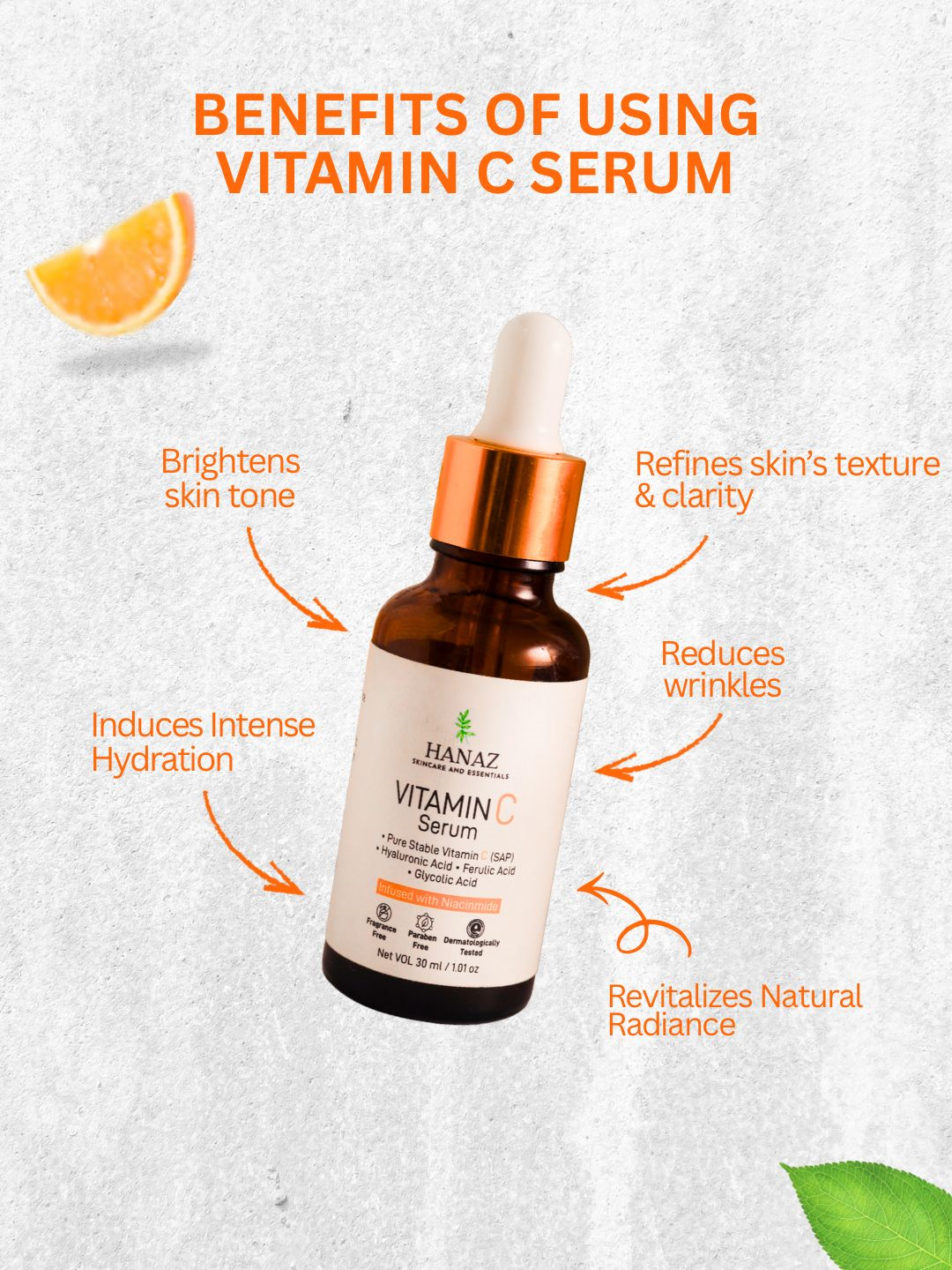 Get Brighter, Spot-Free & Youthful Skin with Hanaz 20% Vitamin C Serum ...